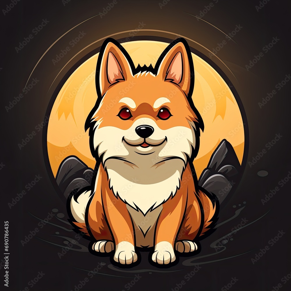Cartoon drawing of a purebred Shiba dog. Shiba logo. Cute funny dog ...