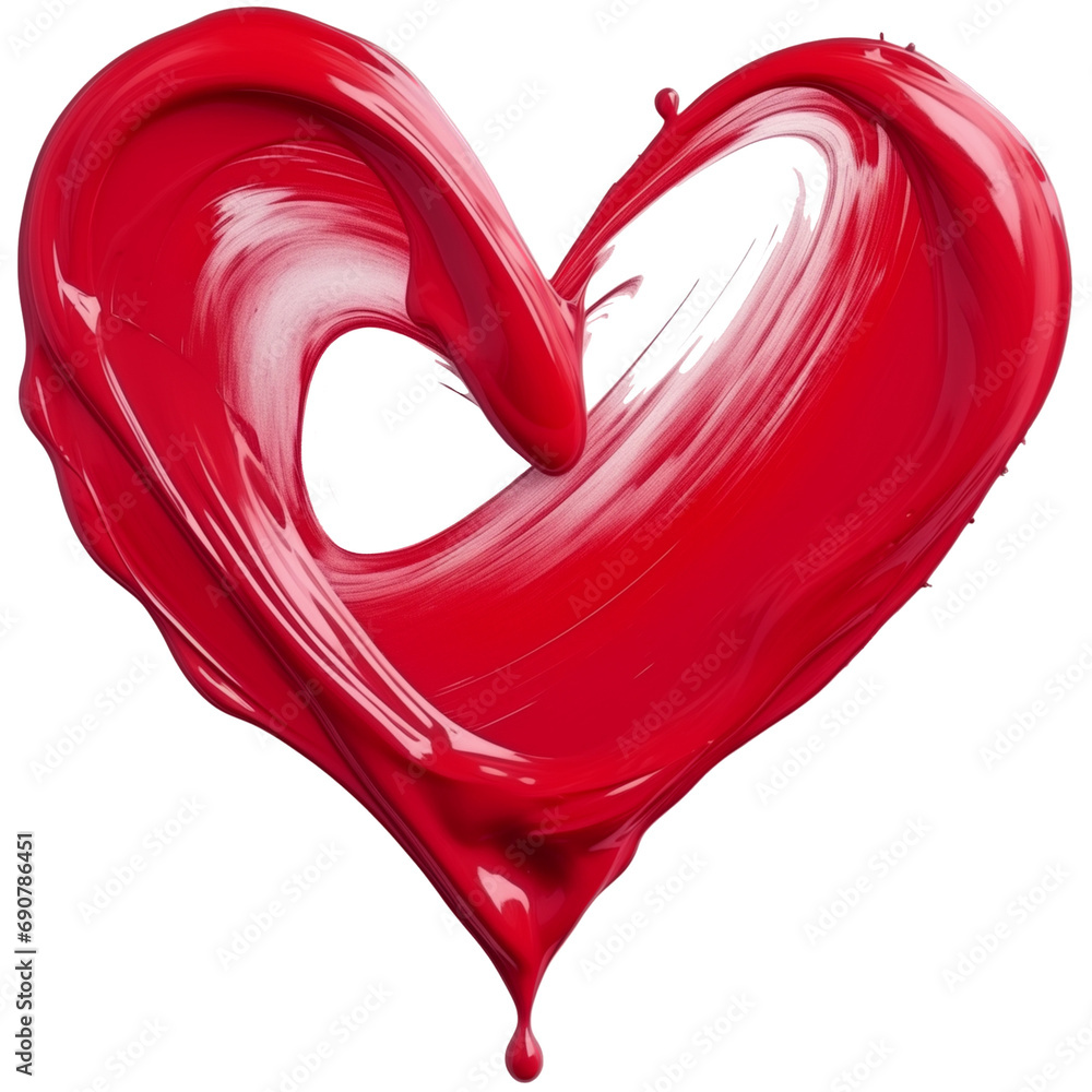 Textured Red heart oil painting isolated with a transparent background ...