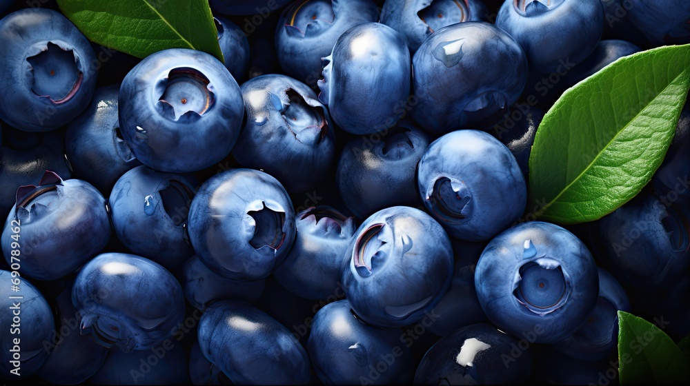 Ripe blueberries with water drops background, vitamin C. Realistic 3D ...