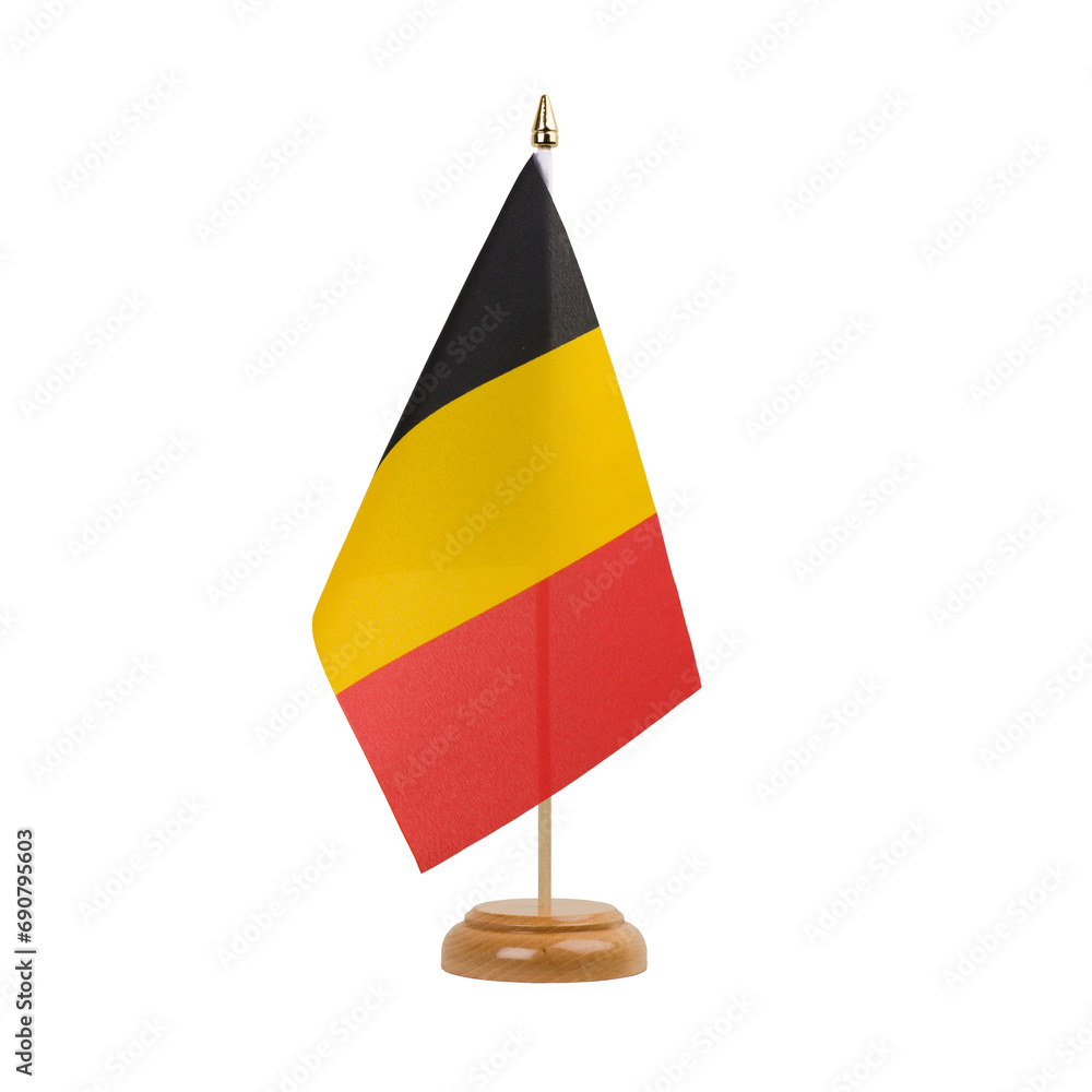 Belgium Flag, small wooden belgian table flag, isolated, alpha channel ...