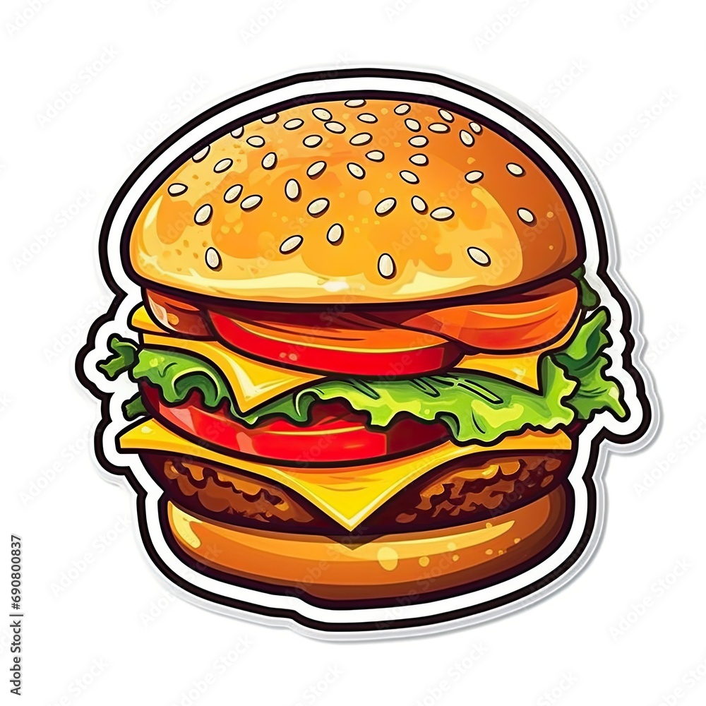 Burger logo illustration. Burger sticker illustration, baner. Delivery ...