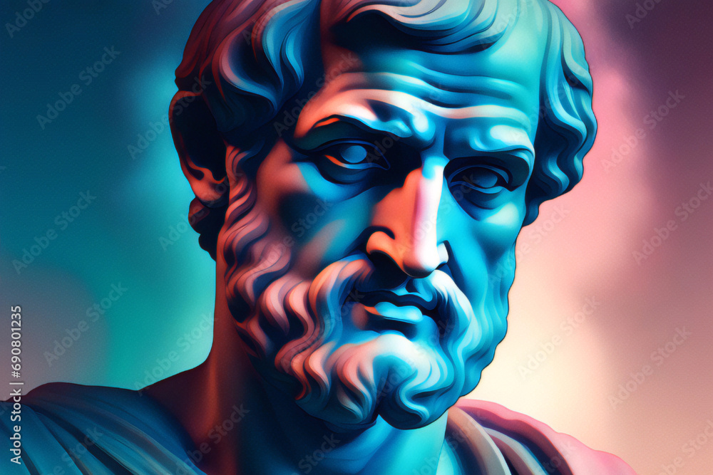 Bust of Aristotle, philosopher of Ancient Greece. The Greek philosopher ...