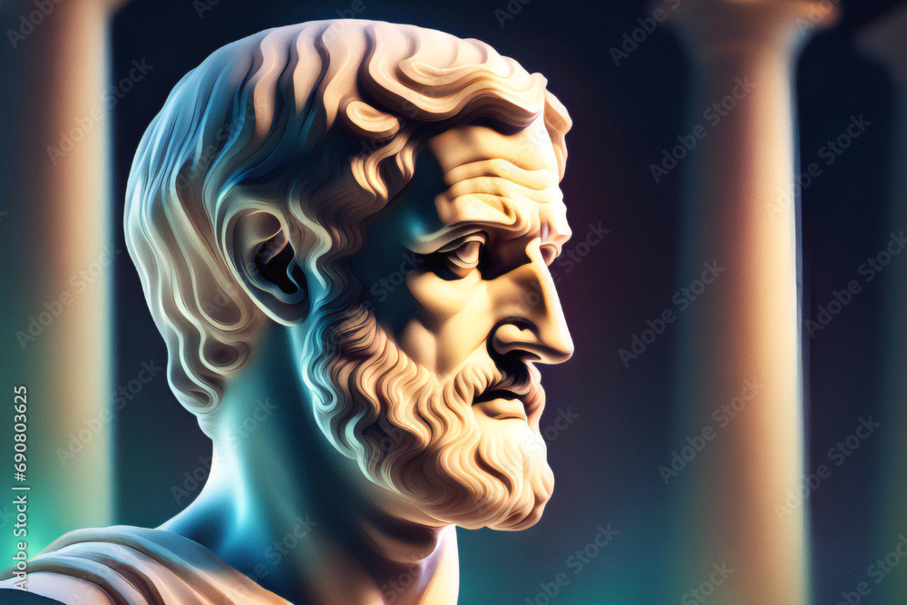 Bust of Aristotle, philosopher of Ancient Greece. The Greek philosopher ...