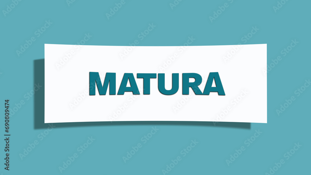 Matura symbol. A card in light green with word Matura. Isolated on ...