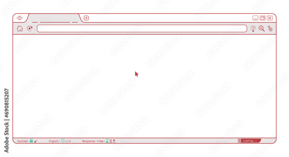 Creative red internet browser webpage vector with system, signal ...