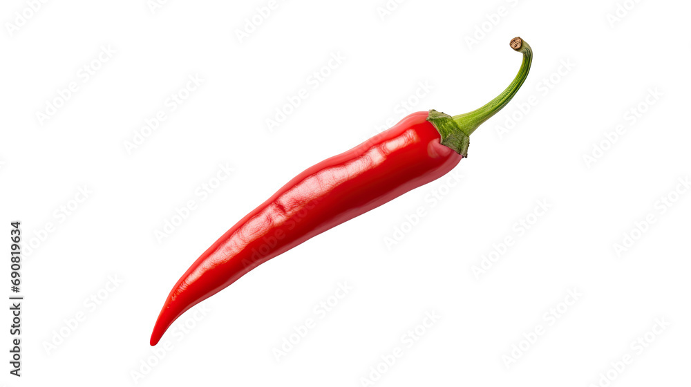 Birds eye chili red isolated in transparent background. Close up of a ...