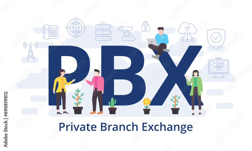 PBX - Private Branch Exchange concept with big word text acronym and ...