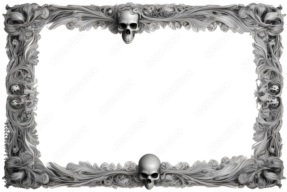 Skull 3D border frame PNG transparent background Stock Illustration ...