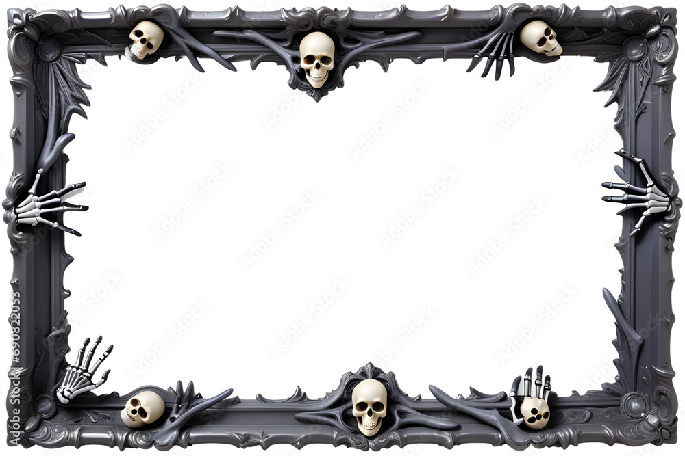 Skull 3D border frame PNG transparent background Stock Illustration ...
