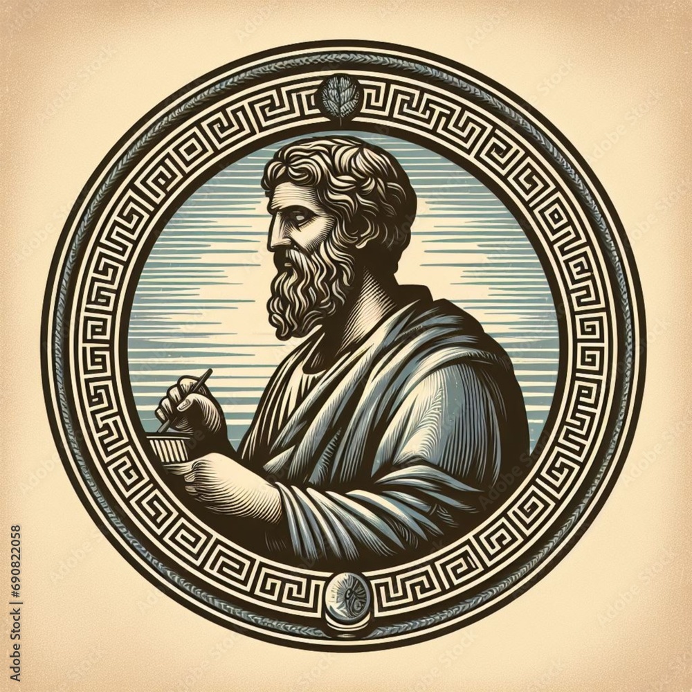 illustration of Ancient Greek Philosopher in vintage style. ai generate ...