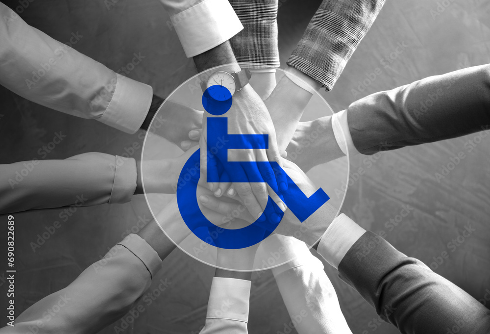 Inclusive workplace culture. International symbol of access. People ...