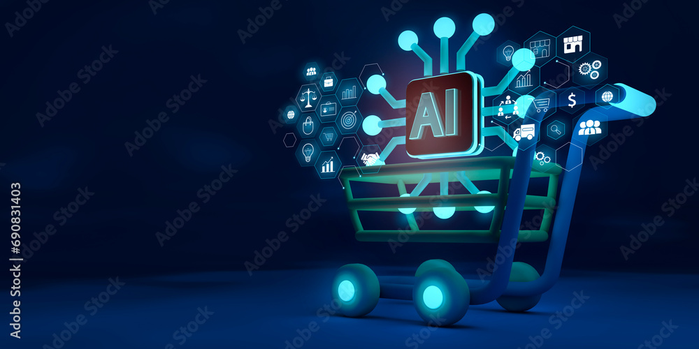 Artificial intelligence marketing concept, AI business development ...