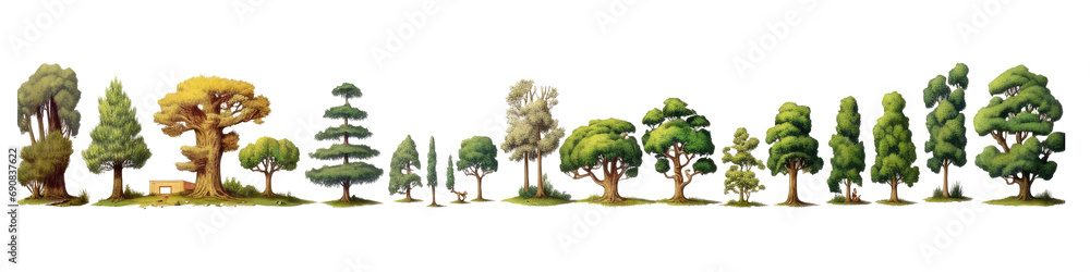 Jungle trees shapes cutout isolated on transparent backgrounds Stock ...