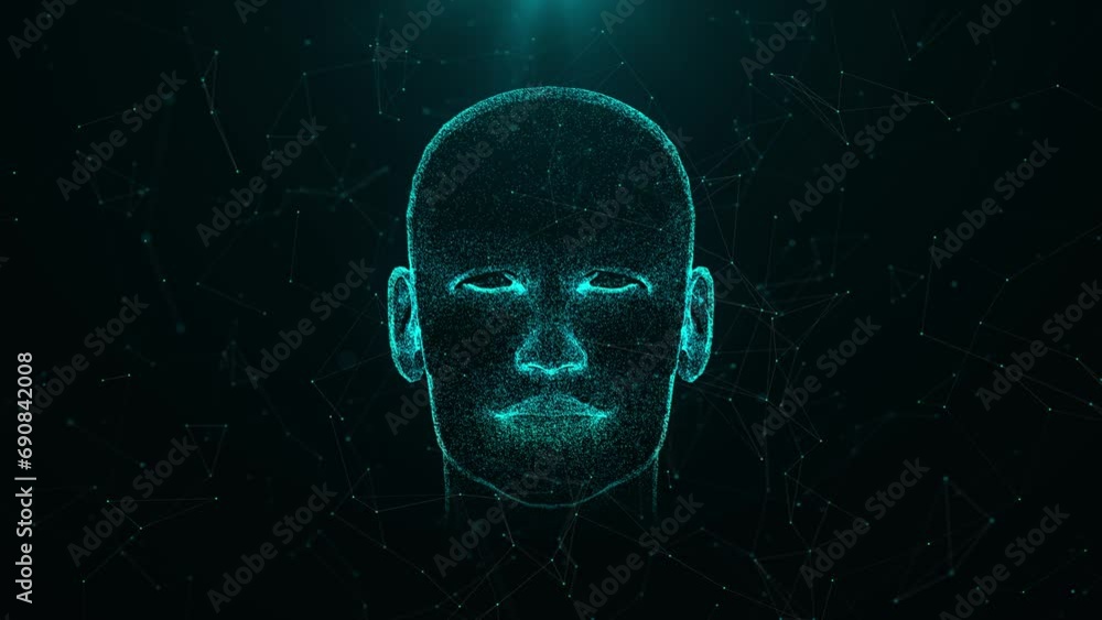 4K Future human Artificial intelligence brain animation. Futuristic human brain interface ...