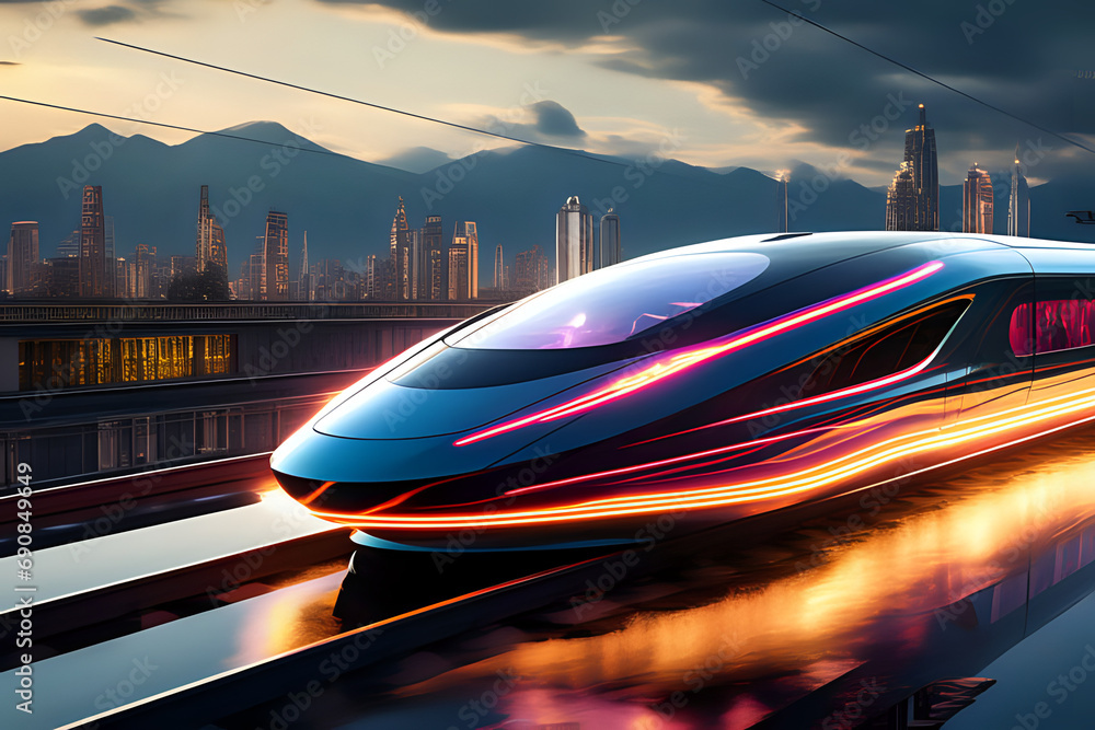 An awe-inspiring image of a superfast magnetic levitation city train ...