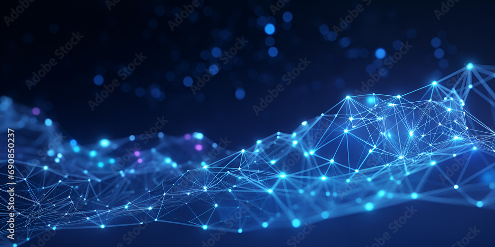 Science and Technology Background with Blue Wireframe Abstract Digital ...