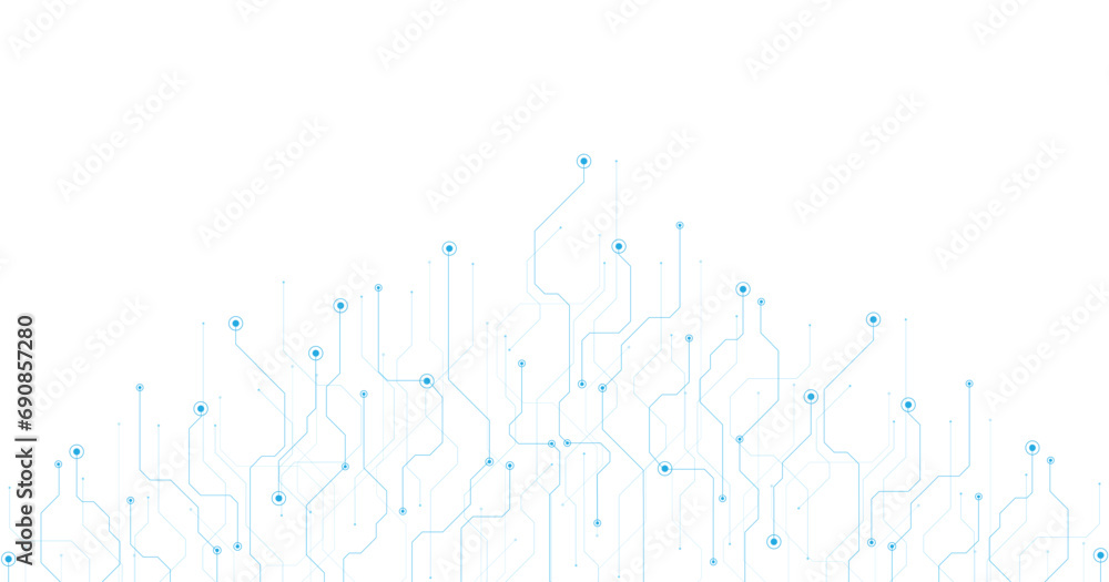Technology blue circuit diagram. High-tech circuit board connection ...