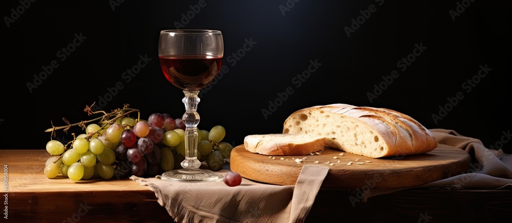 Christian Communion: unleavened bread and wine, symbols of Jesus Christ ...