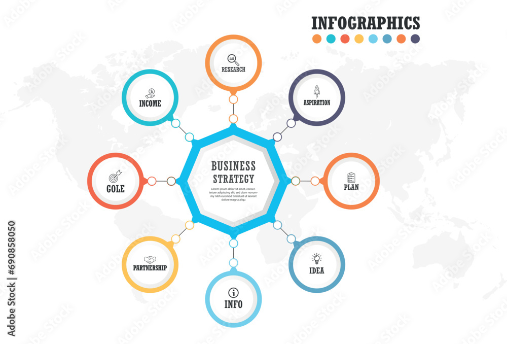 Business hierarchy infographic. Organization chart with 7 options ...