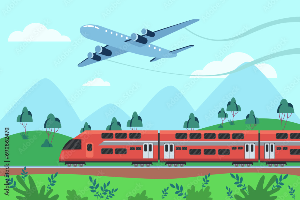 Competition of low-cost air flights and high-speed trains trips. Flat ...