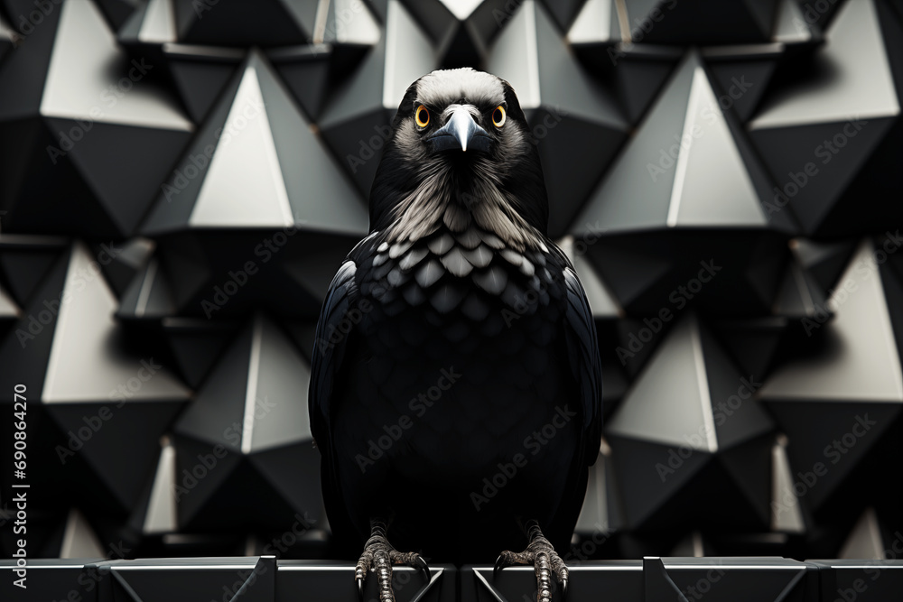 Background wall Black color in geometric and black hawk, random ...