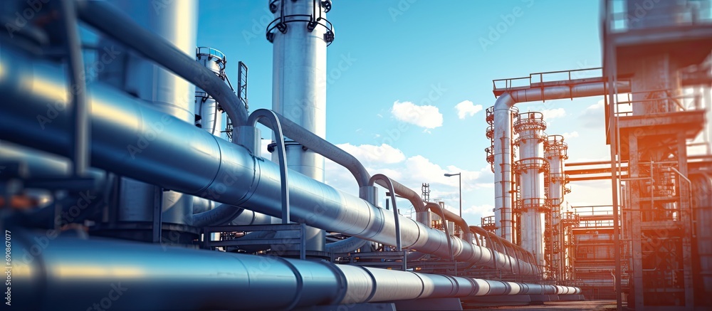 Oil and Gas Industrial area, Oil refining equipment, Close-up of ...