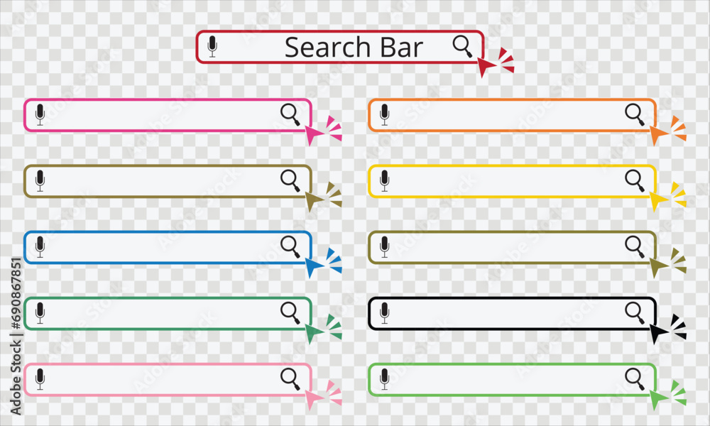 Set search bar icons. Website ui bar set. Searching element for web ... Set search bar icons. Website ui bar set. Searching element for web ...