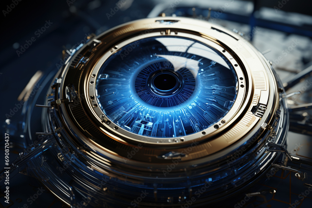 Futuristic robotic human cyber electronic scanning eye digital vision ...