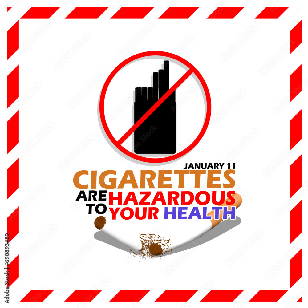 Cigarettes are Hazardous to Your Health Day event banner. A pack of ...