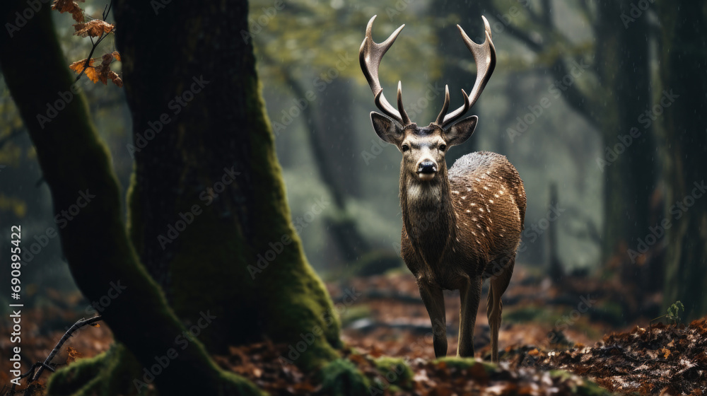 Sambar deer eating grass in a swamp in the Sumatran forest Stock Photo ...