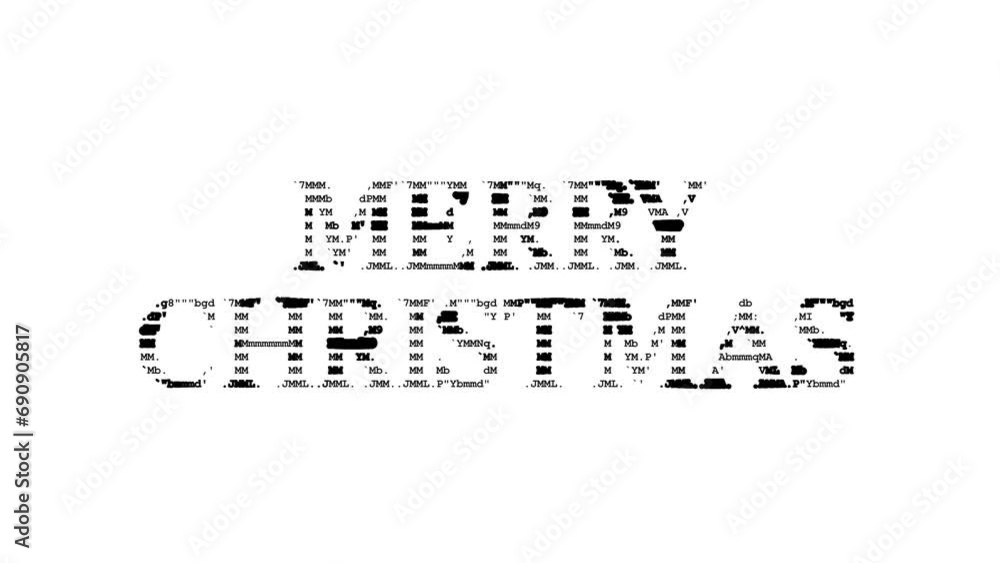 Merry christmas ascii word animation loop on black background. Ascii ...