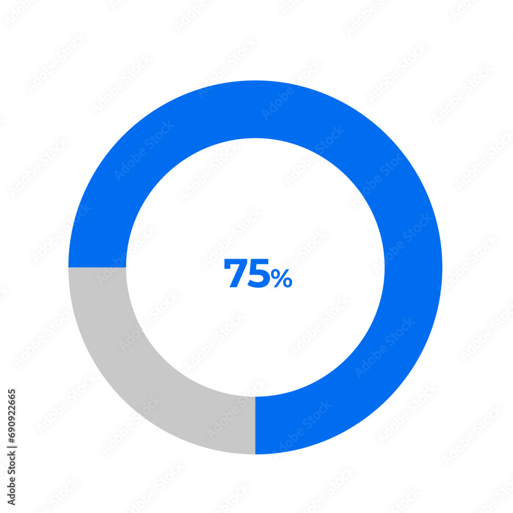 75 percent pie chart outline stroke vector illustration eps Stock ...