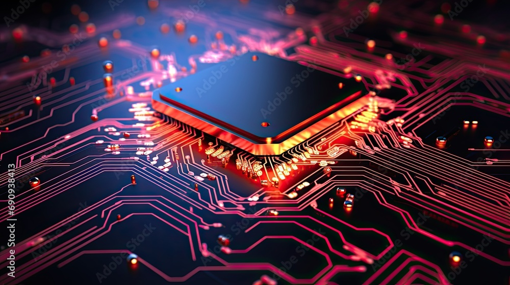 3D illustration of a central processing unit (CPU) on a motherboard ...