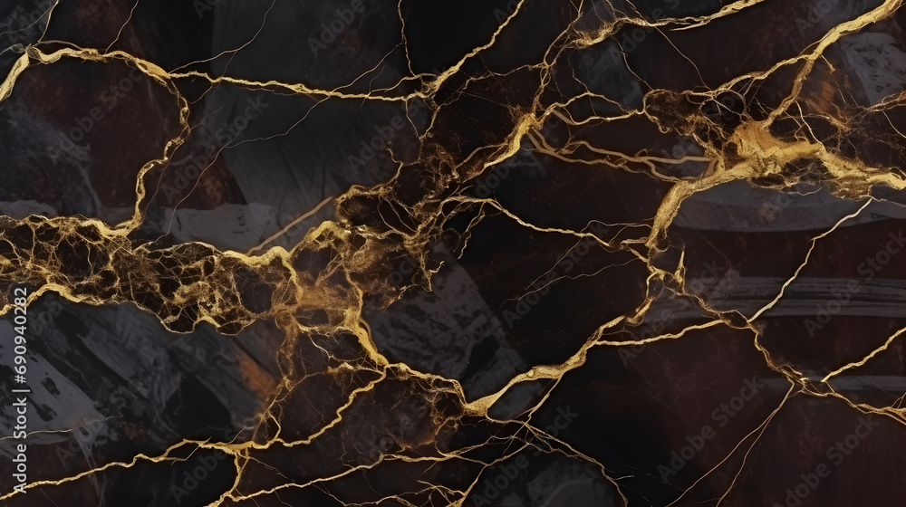 natural black emperador marble texture background with golden veins ...