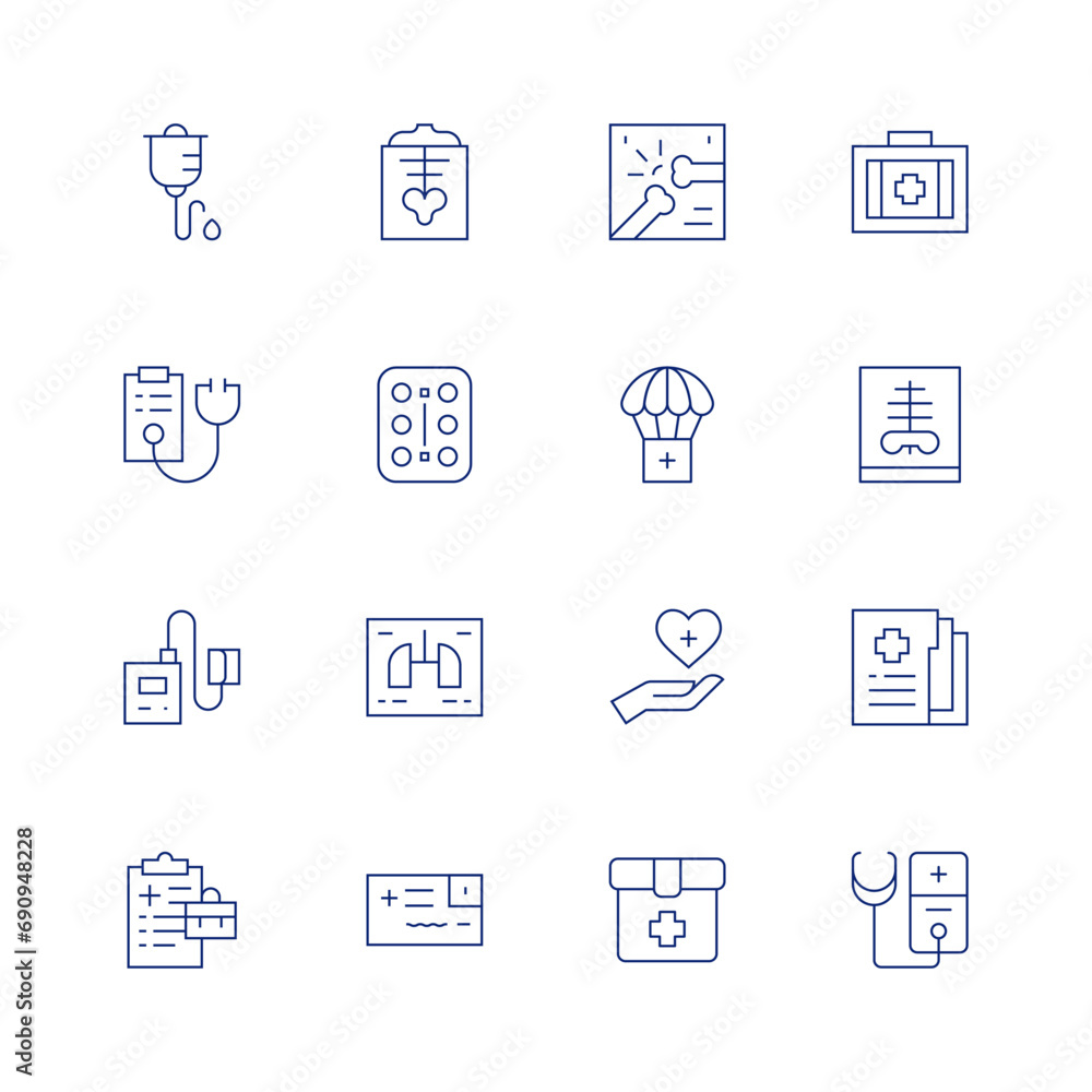 Medical line icon set on transparent background with editable stroke ...