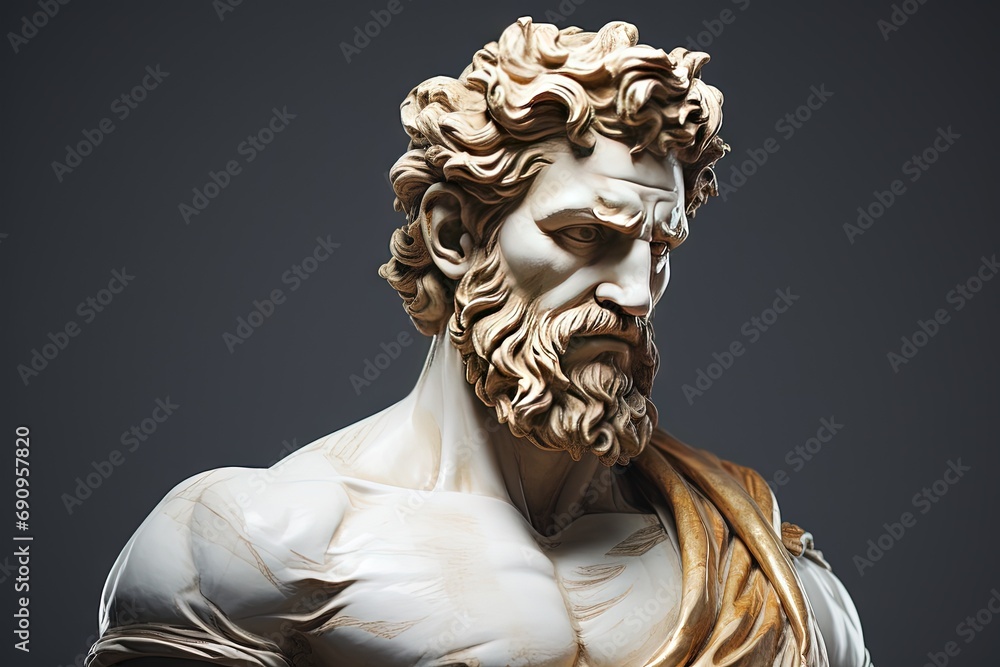 A abstract stoic marble sculpture, statue, bust of a ancient roman ...
