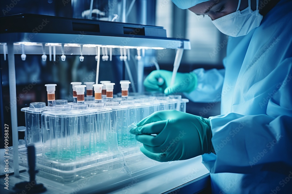 Lab assistant conducting experiments with the aid of an extra hand ...