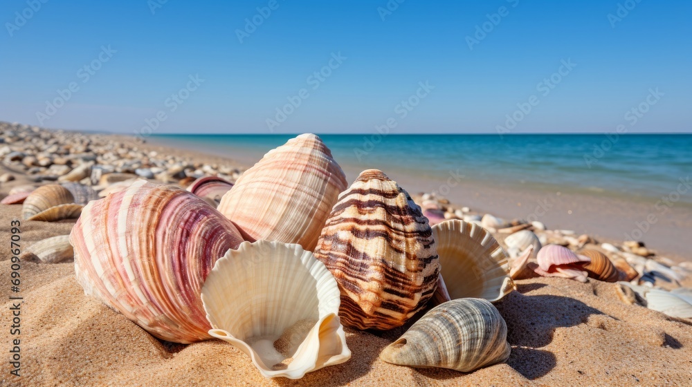 Collection of shells; Rock Horn Shell, Lineated Conch, Jumping Conch ...