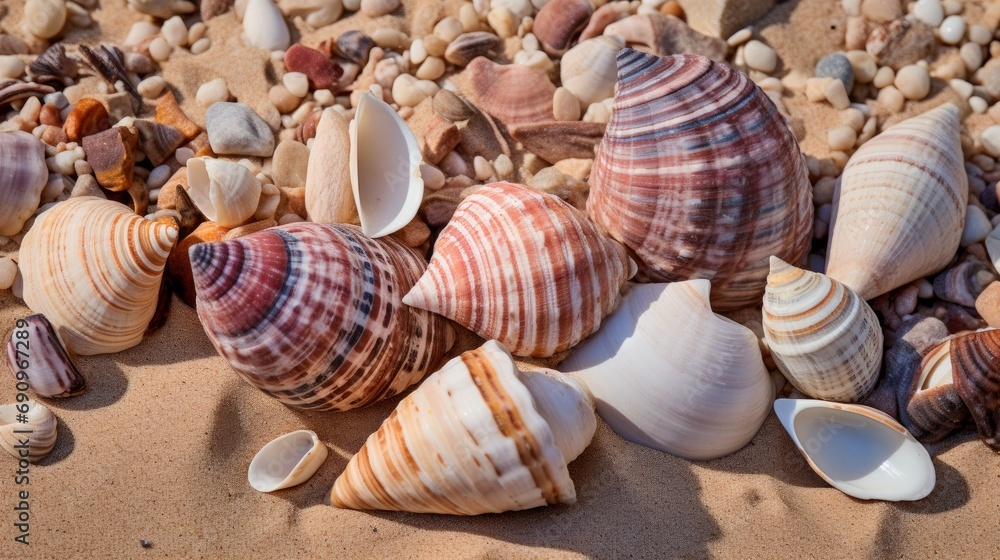 Collection of shells; Rock Horn Shell, Lineated Conch, Jumping Conch ...