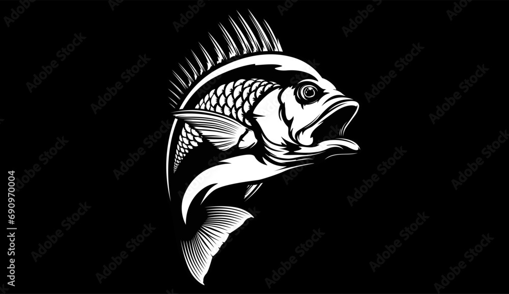 Red snapper isolated vector illustration. Fishing logo of red snapper ...