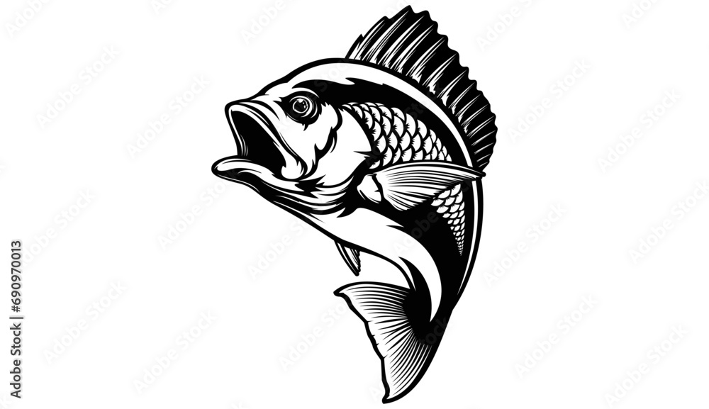 Red snapper isolated vector illustration. Fishing logo of red snapper ...