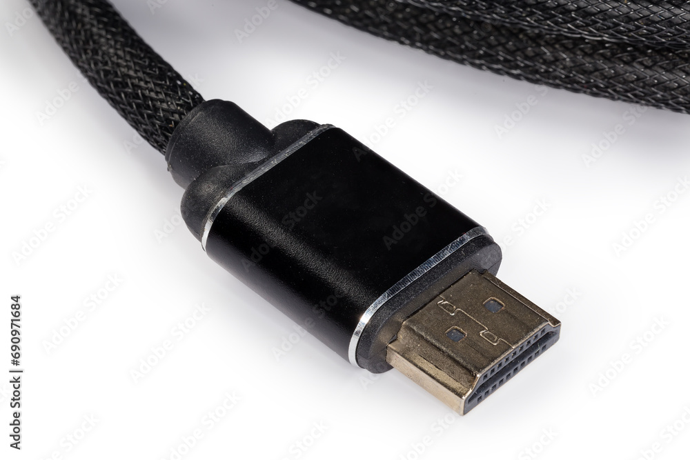 Full-size HDMI connector on a cable edge close-up Stock Photo | Adobe Stock