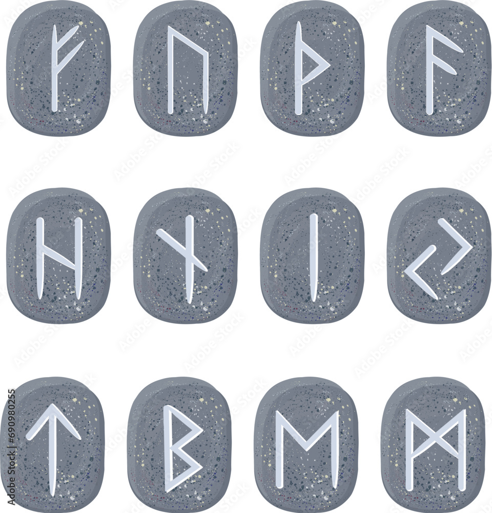 Scandinavian runes carved on stones. Stones. Magic, runic magic ...