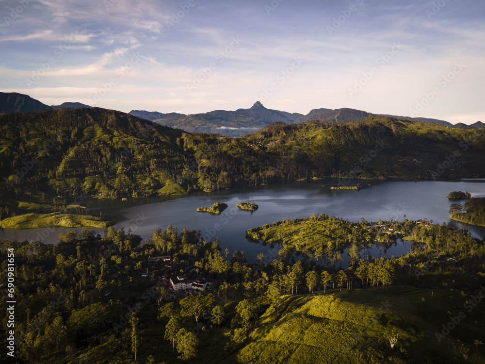 Adam's Peak (Sripadaya) as seen from Dickoya, Hatton, Sri Lanka is a ...