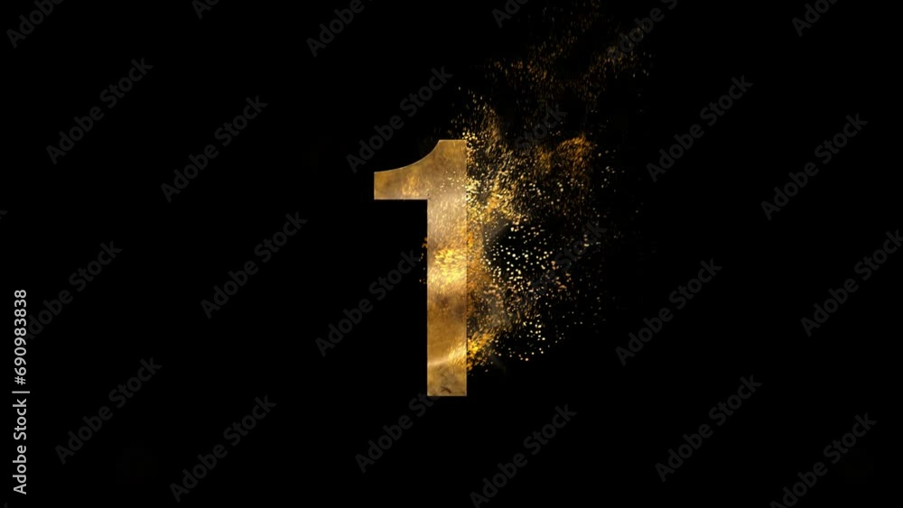Vidéo Stock Golden number 1 from particles, numbering, one, golden ...
