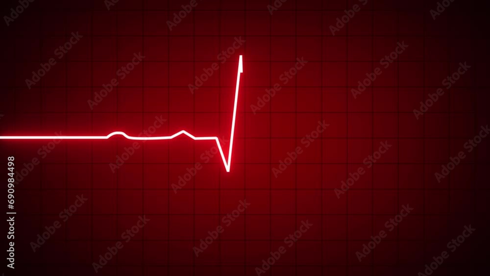 Vidéo Stock Glowing red neon heartbeat pulse rate line. Health and ...