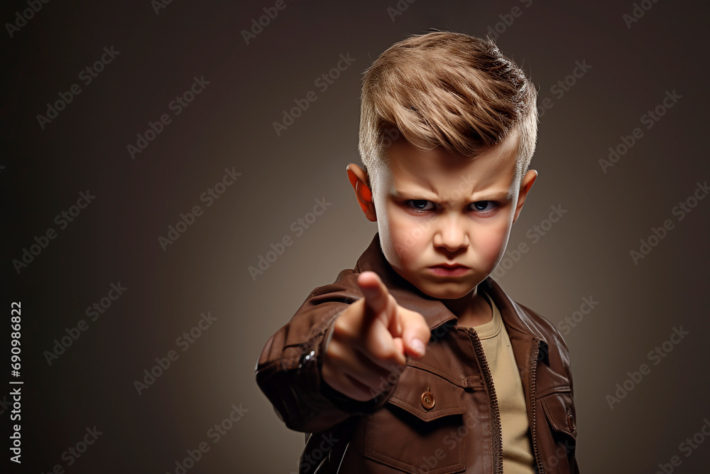 Closeup portrait angry, mad child disguised as boss, executive ...