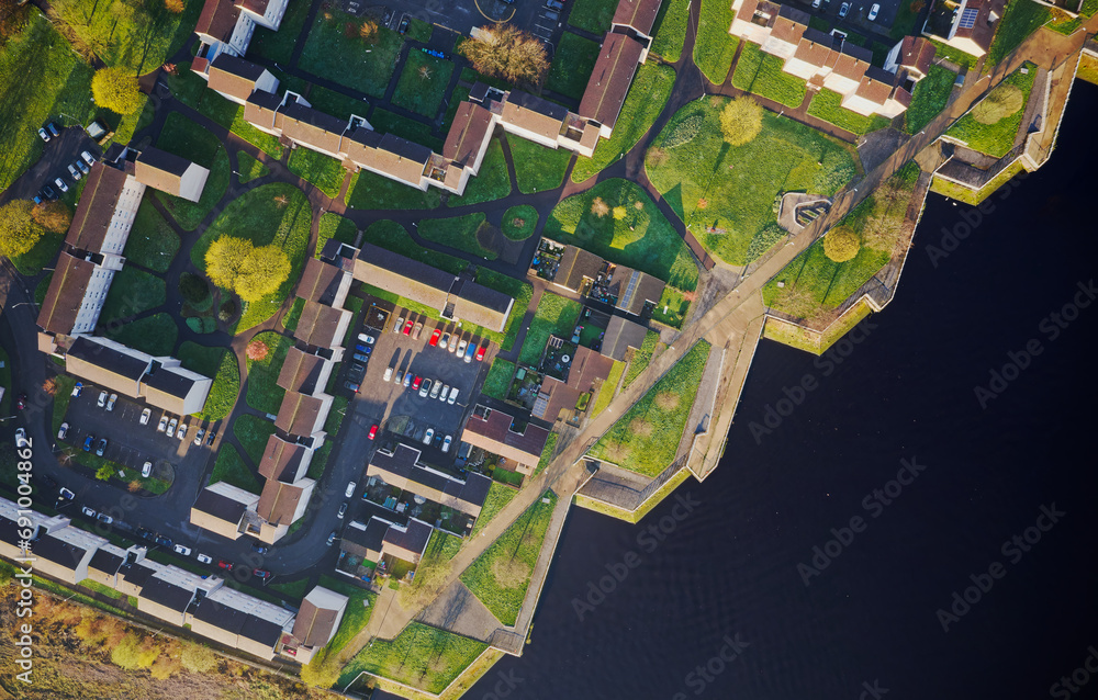 Council houses in poor estate with high populations and many social ...