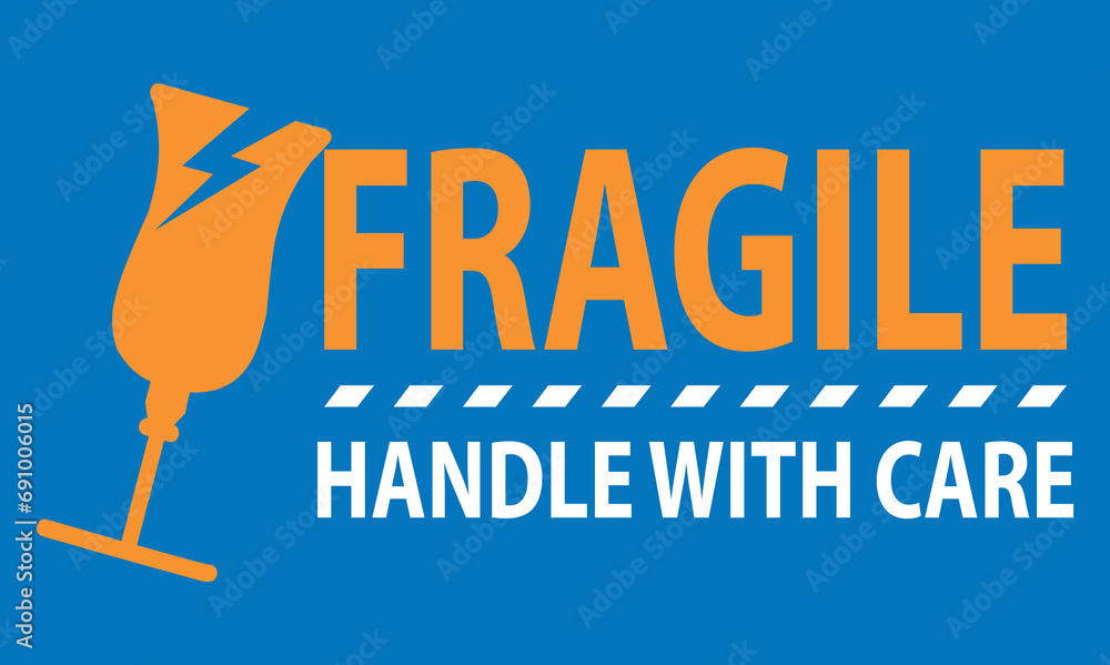Fragile handle with care sticker, fragile label with broken glass ...
