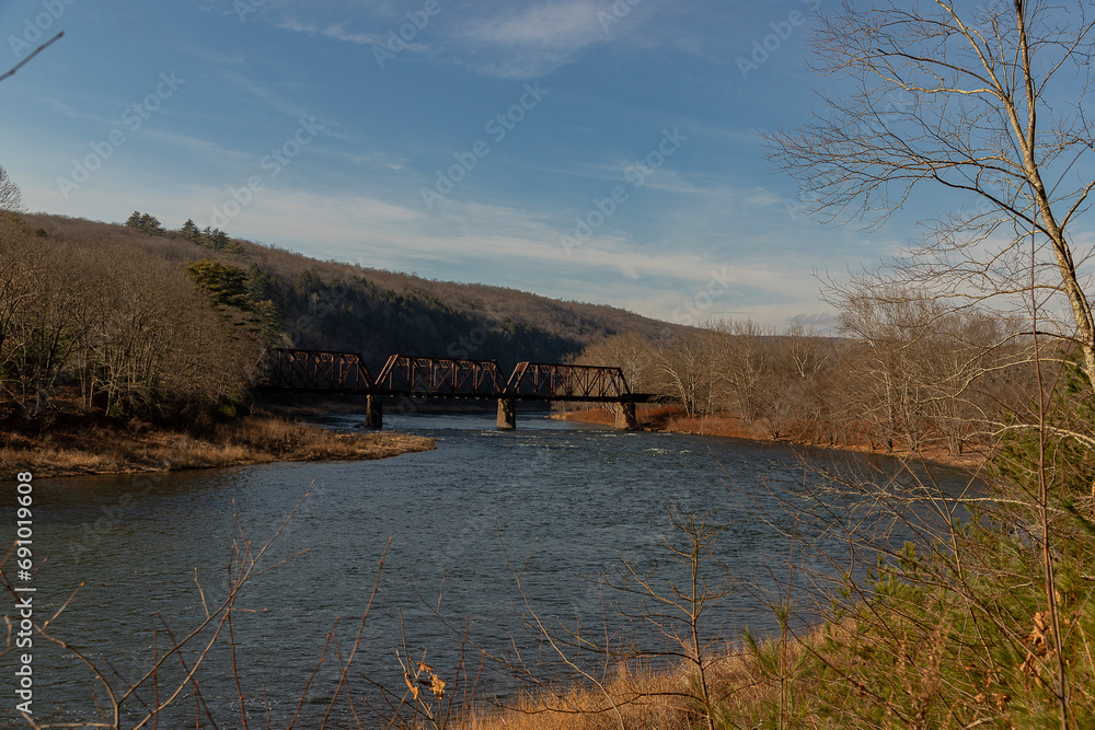 Train trestle over the Delaware River all the Ten Mile River Trail ...